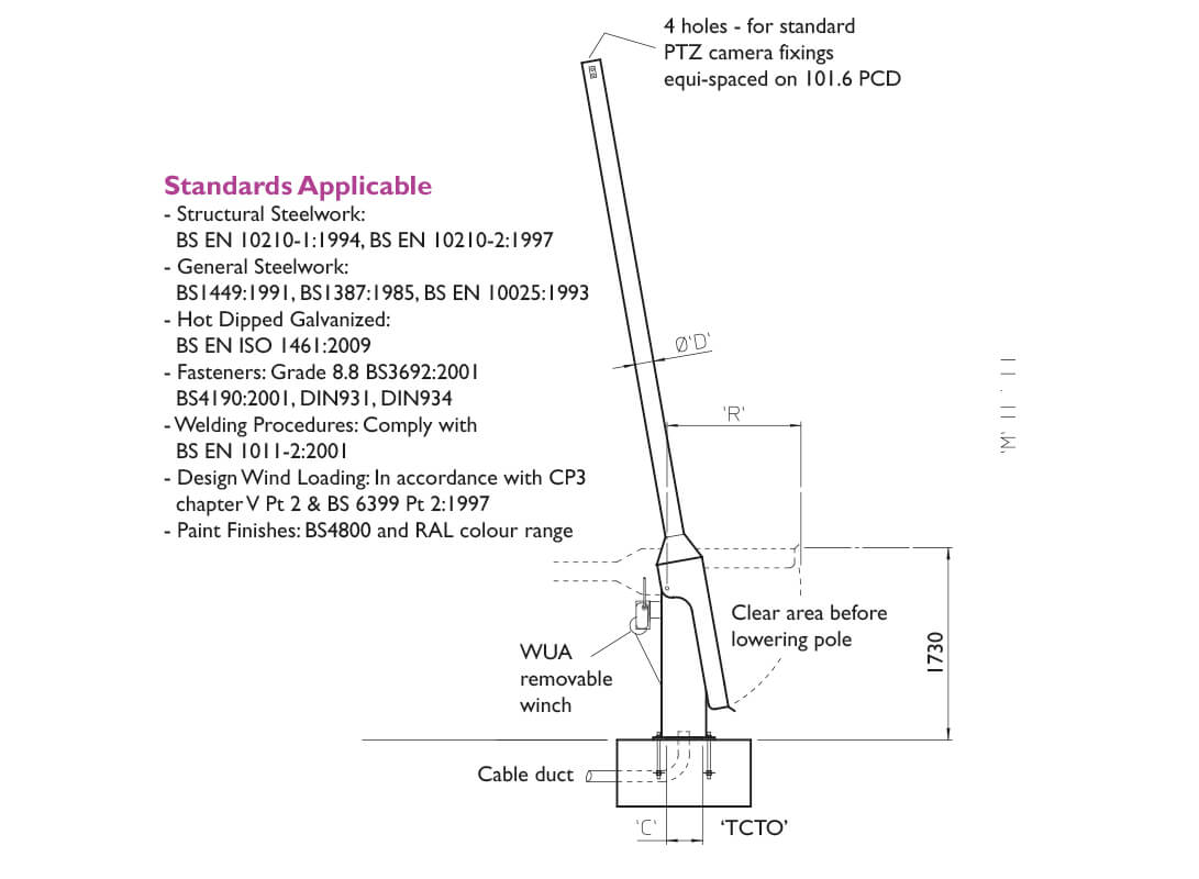 TCTO Tilt Over CCTV Column | WEC CCTV