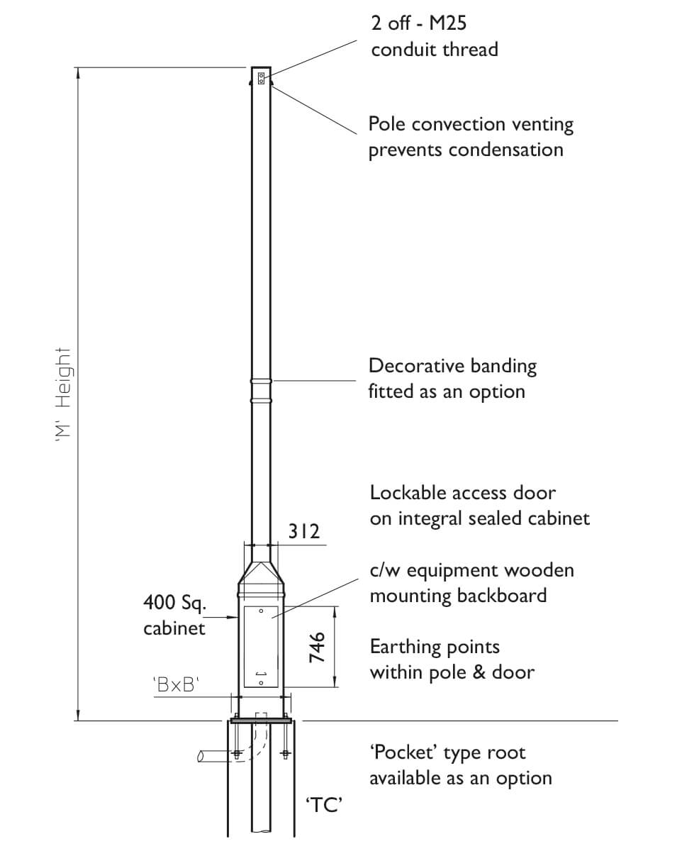 TC400 Fixed CCTV Column | WEC CCTV